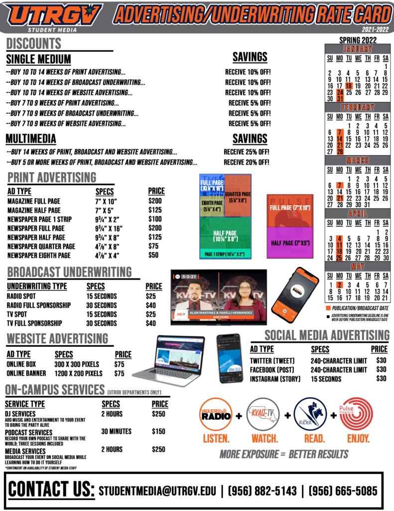 Student Media Rate Card - The Rider Newspaper
